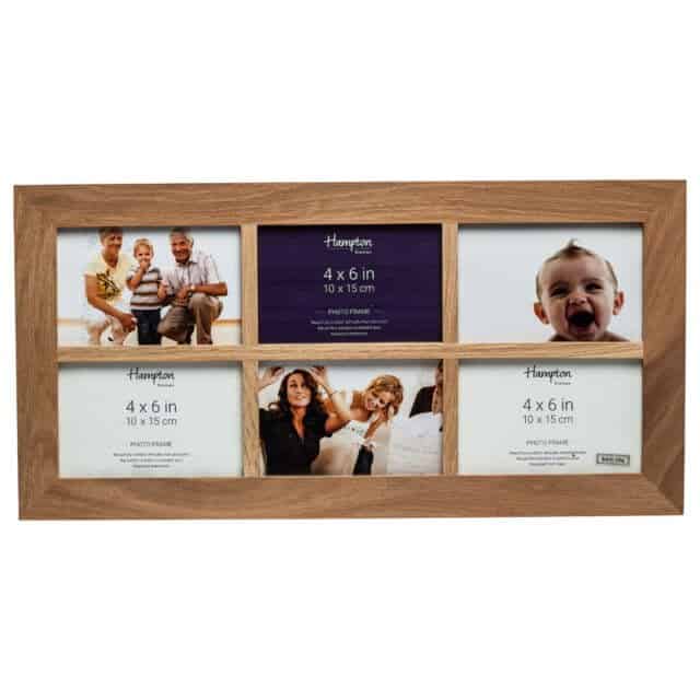 New England Solid Oak 6 Aperture Gallery Style Photo Frame - Hampton ...