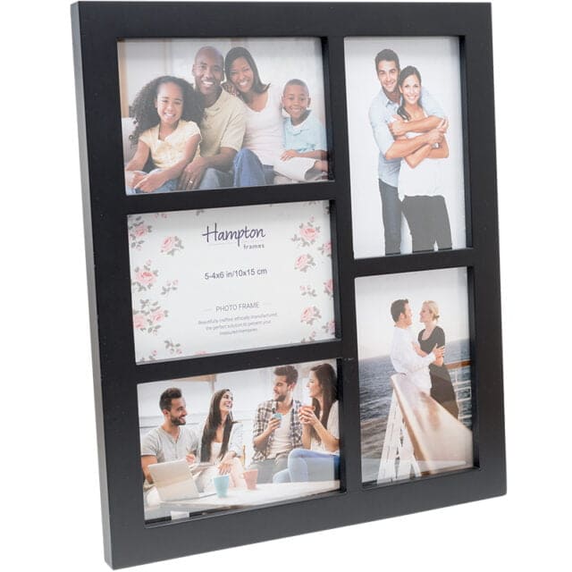 Gallery Black 5 Aperture Photo Frame - Hampton Frames Retail
